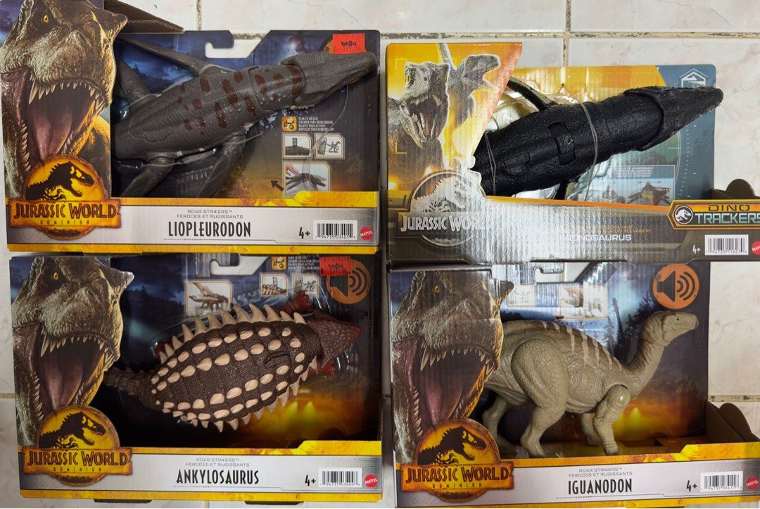 JURASSIC WORLD MATTEL DOMINION ROAR STRIKERS LIOPLEURODON ANKYLOSAURUS ...
