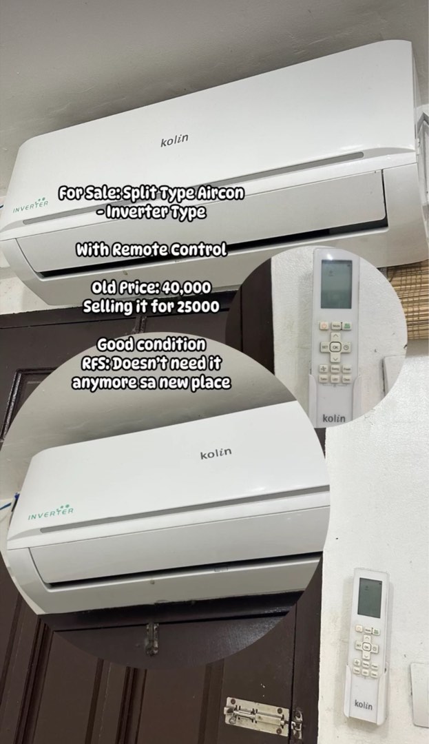 Kolin Split Type Aircondition Inverter, TV & Home Appliances, Air ...