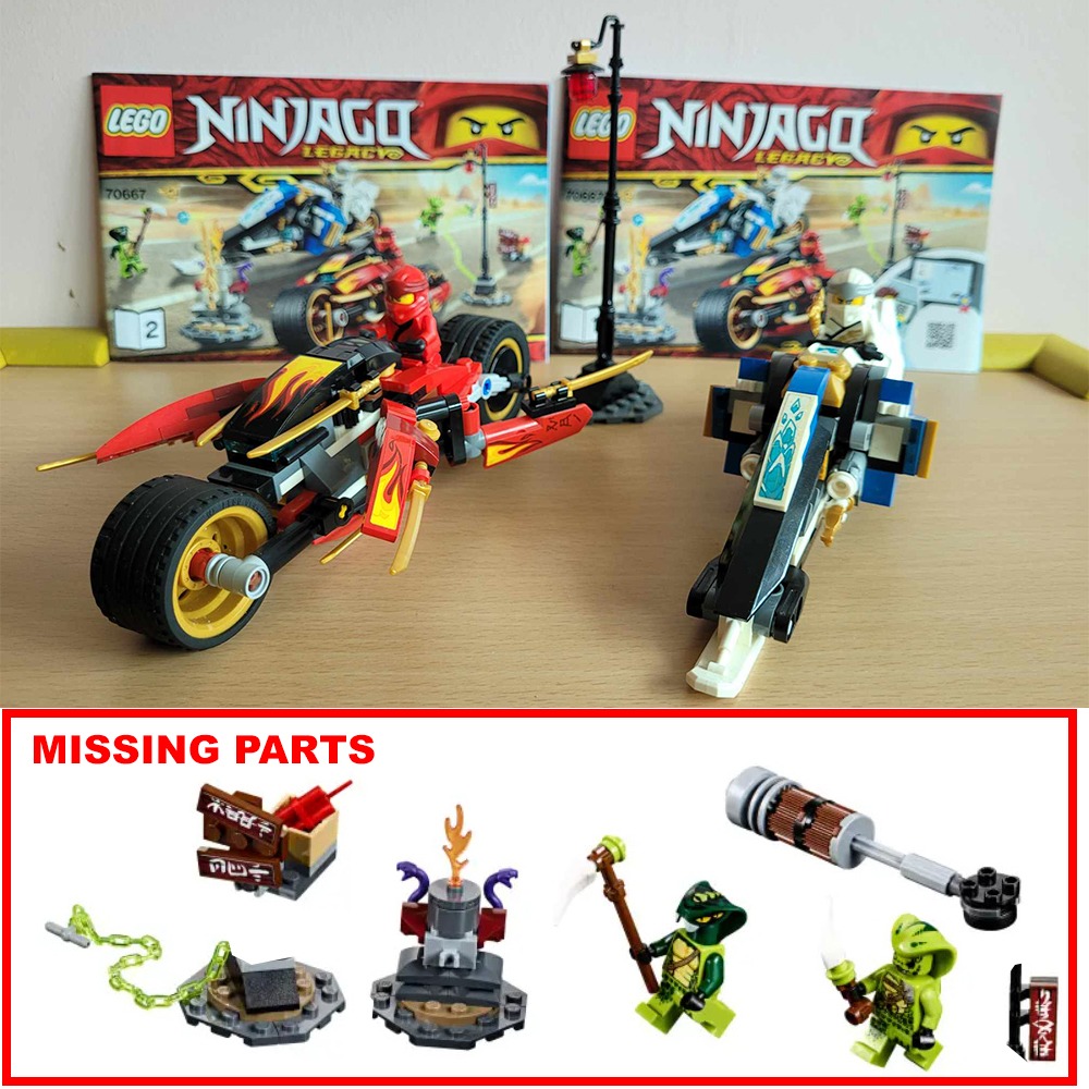 Lego Ninjago Kai's Blade Cycle & Zane's Snowmobile 70667( Preloved ...