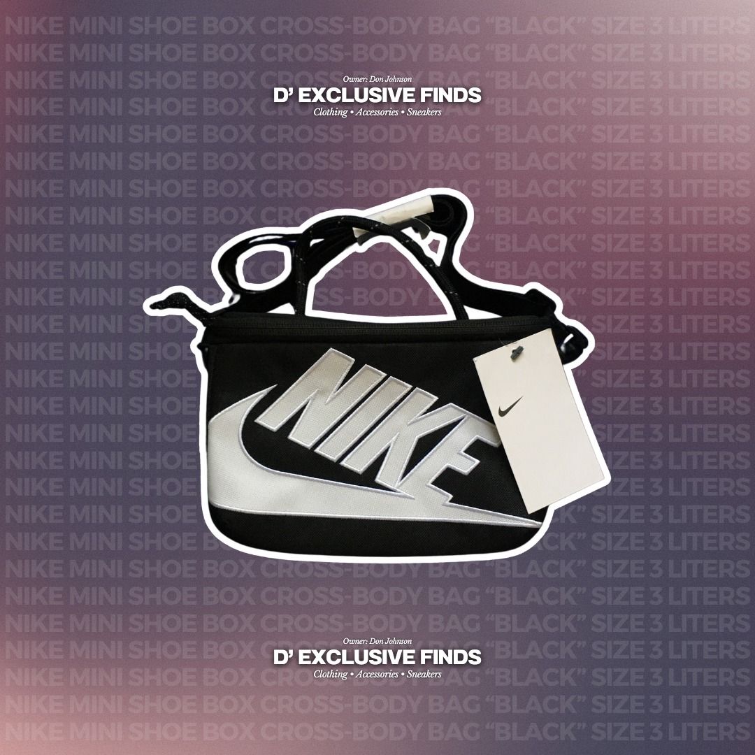 Nike Mini Shoe Box Cross Body Bag "Black/White" Size 3 Liters, Women's ...