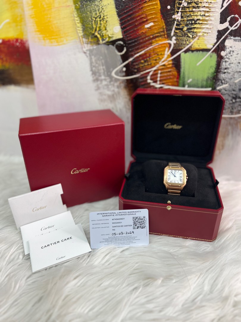 Original Cartier Santos 18k Solid Rosegold Medium Size Mens, Luxury ...