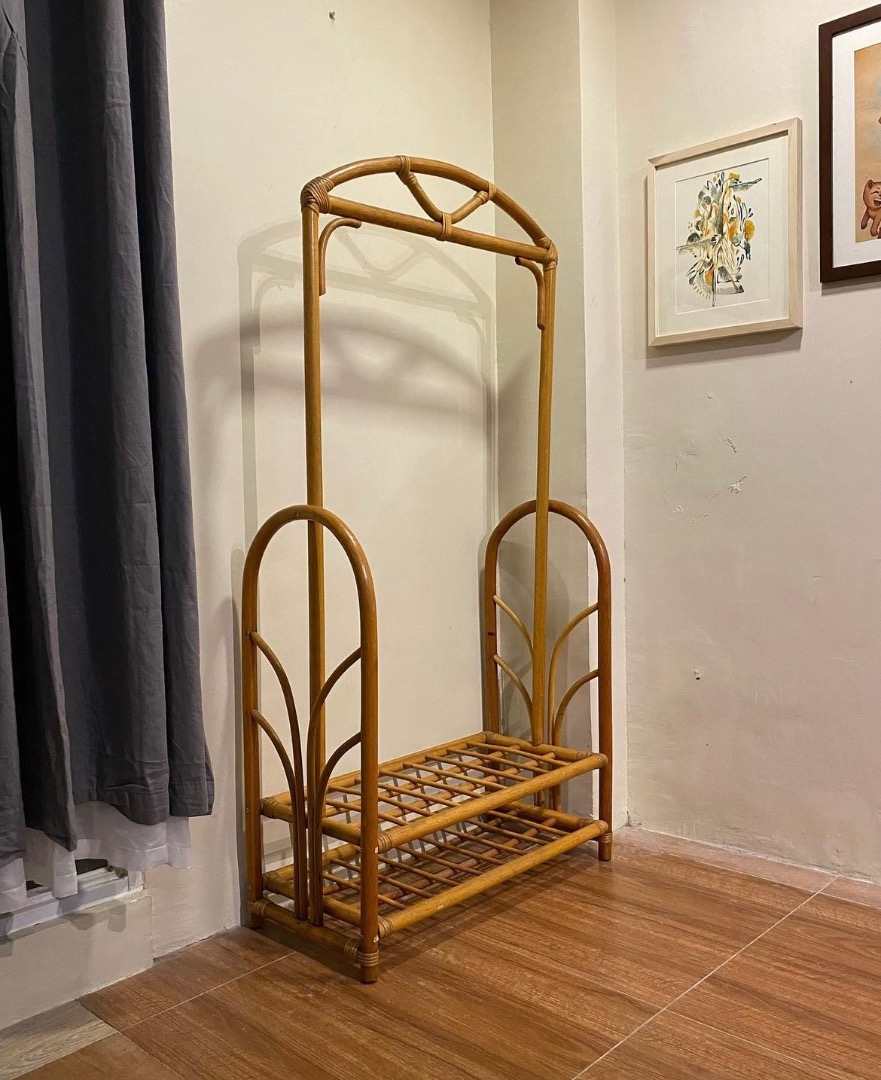 Rattan Hanger Rack with shoe shelf, Furniture & Home Living, Home ...