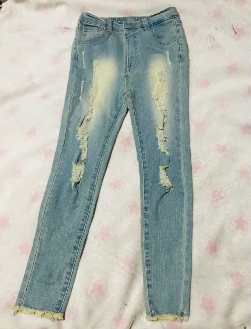 shein tattered denim jeans for girls 6y, Babies & Kids, Babies & Kids Fashion on Carousell