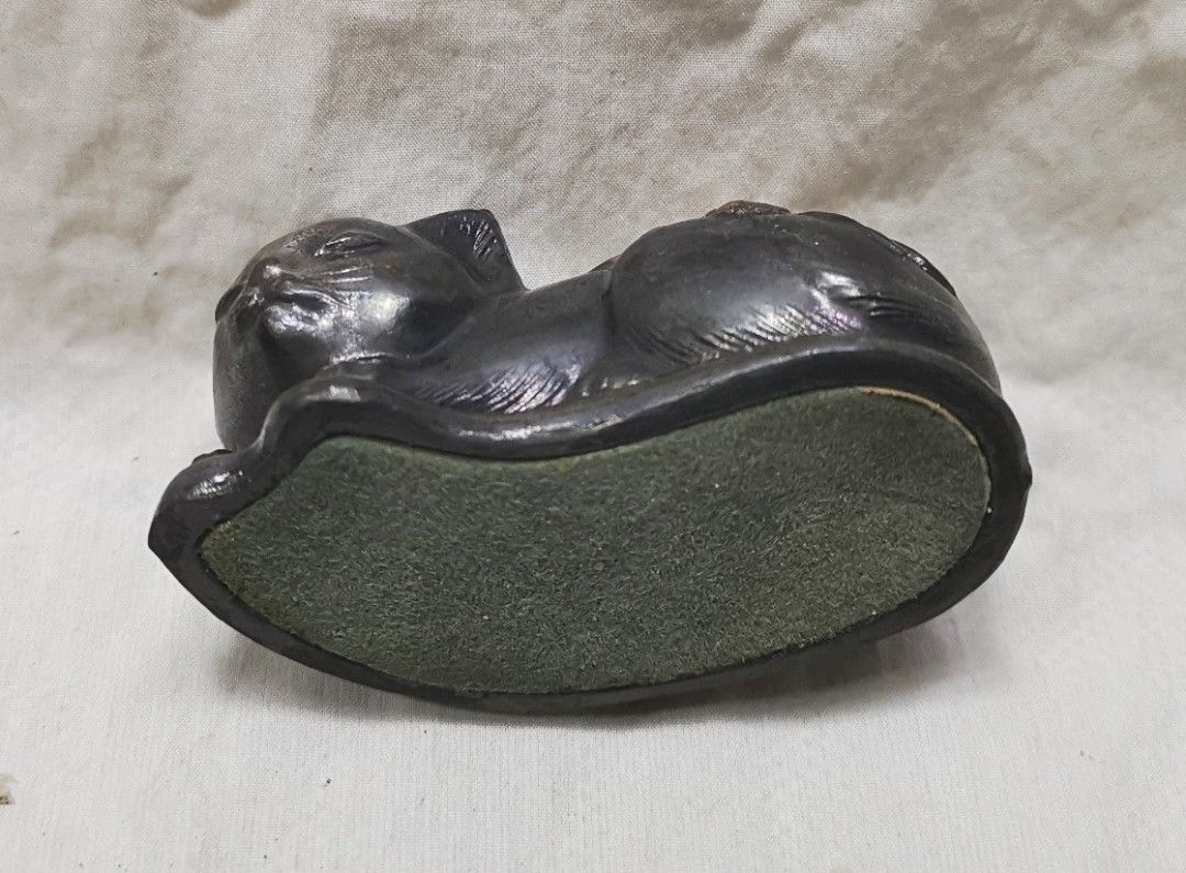 Sleeping Cat Metal Souvenir NIkko Japanese Statue Figurine Vintage ...