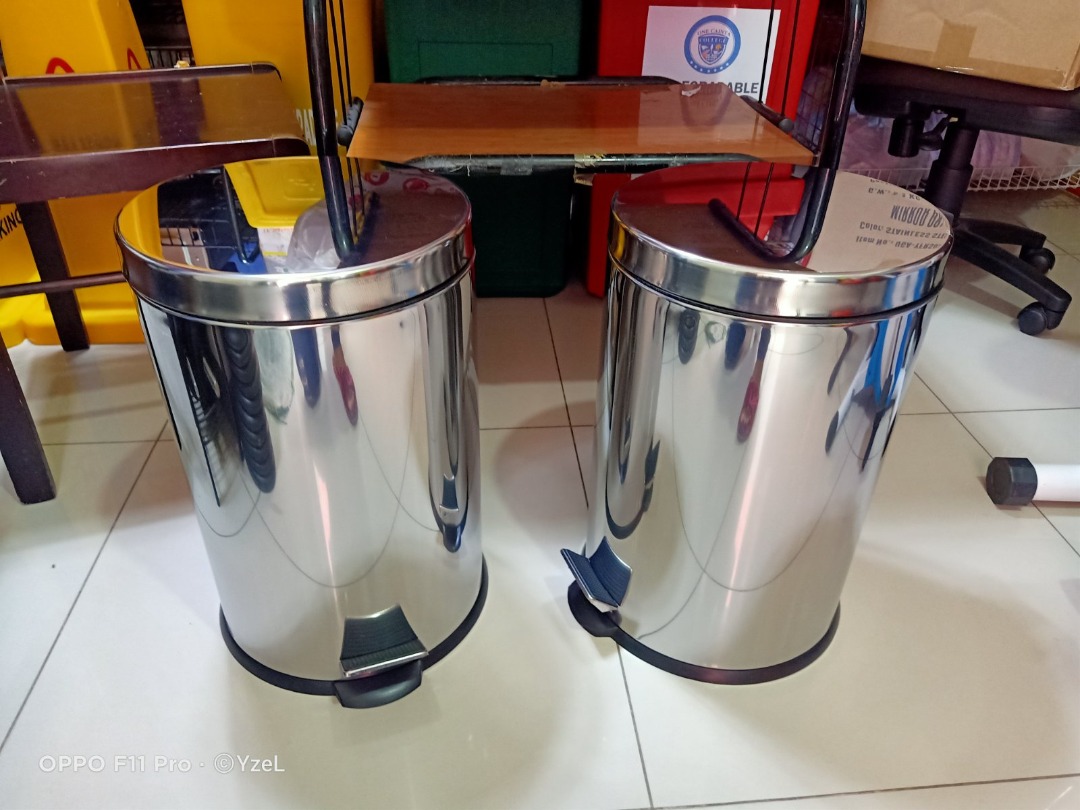 STAINLESS TRASH BIN 20 LITERS, Furniture & Home Living, Cleaning ...