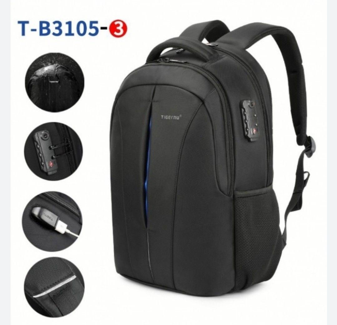 Tigernu backpack, TSA lock, USB charging port , Waterproof, Brand New ...