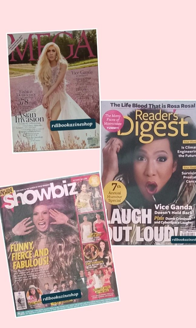 3 pcs Vice Ganda Magazine covers (Mega, Reader's Digest, Inside Showbiz ...