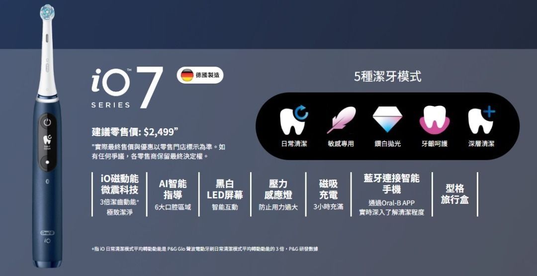 現貨 原裝正貨 Oral-B iO Series 7 iO7 充電電動牙刷 【兩色】【平行進口】, 美容＆個人護理, 健康及美容 - 口腔護理 ...