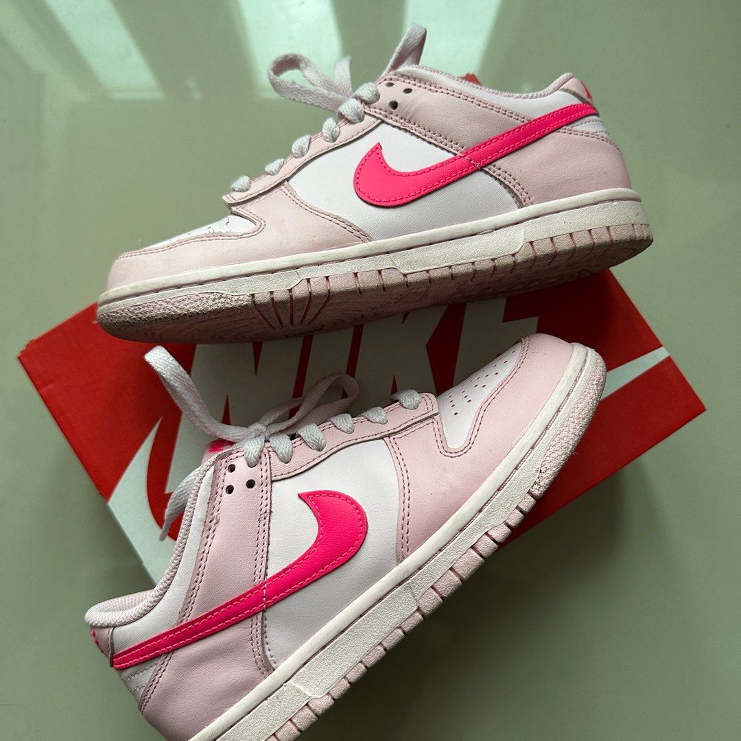 AUTHENTIC ORIGINAL JUNIOR NIKE DUNK LOW ESS TRIPE PINK, Women's Fashion ...