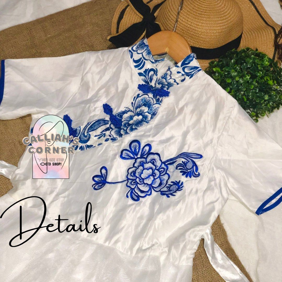 Blue white tulle Traditional Chinese Classical Dance Cheongsam Costume ...