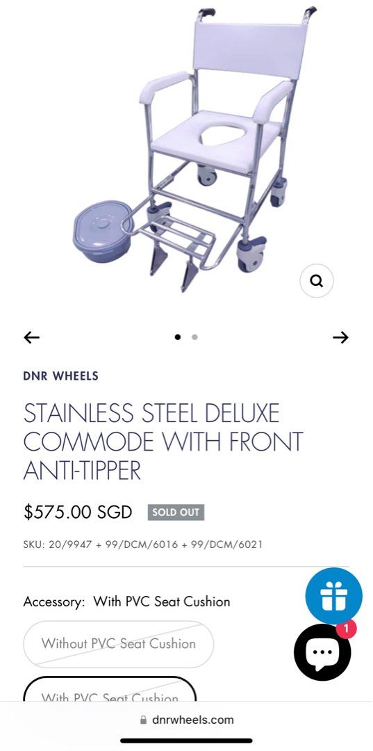 Brand new stainless steel deluxe commode with front anti-tipper, Health ...