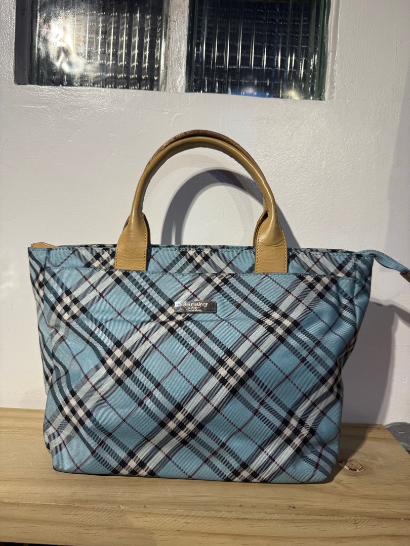 Burberry Vintage Blue Nova Check Tote Bag, Luxury, Bags & Wallets on Carousell