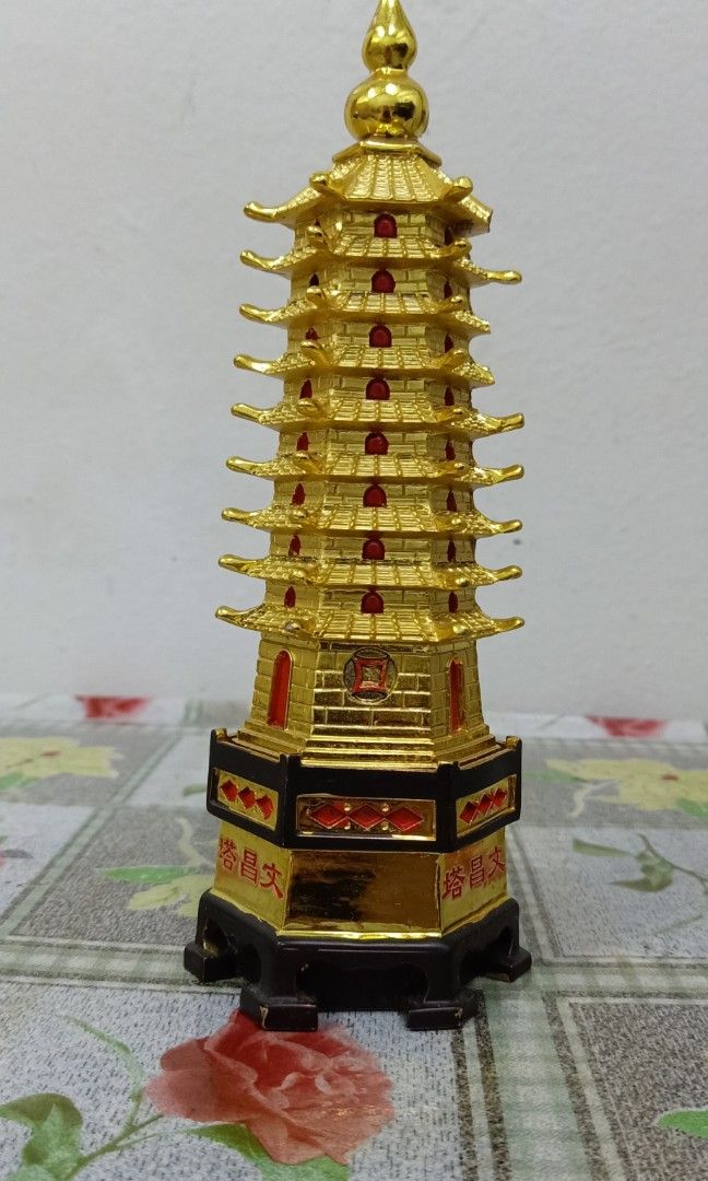 Chinese Golden 9 Level Pagoda for Education Feng Shui (Height: 8 inches ...