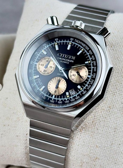Citizen AN3700-54E Label Record Tsuno Chronograph Quartz Black Analog ...