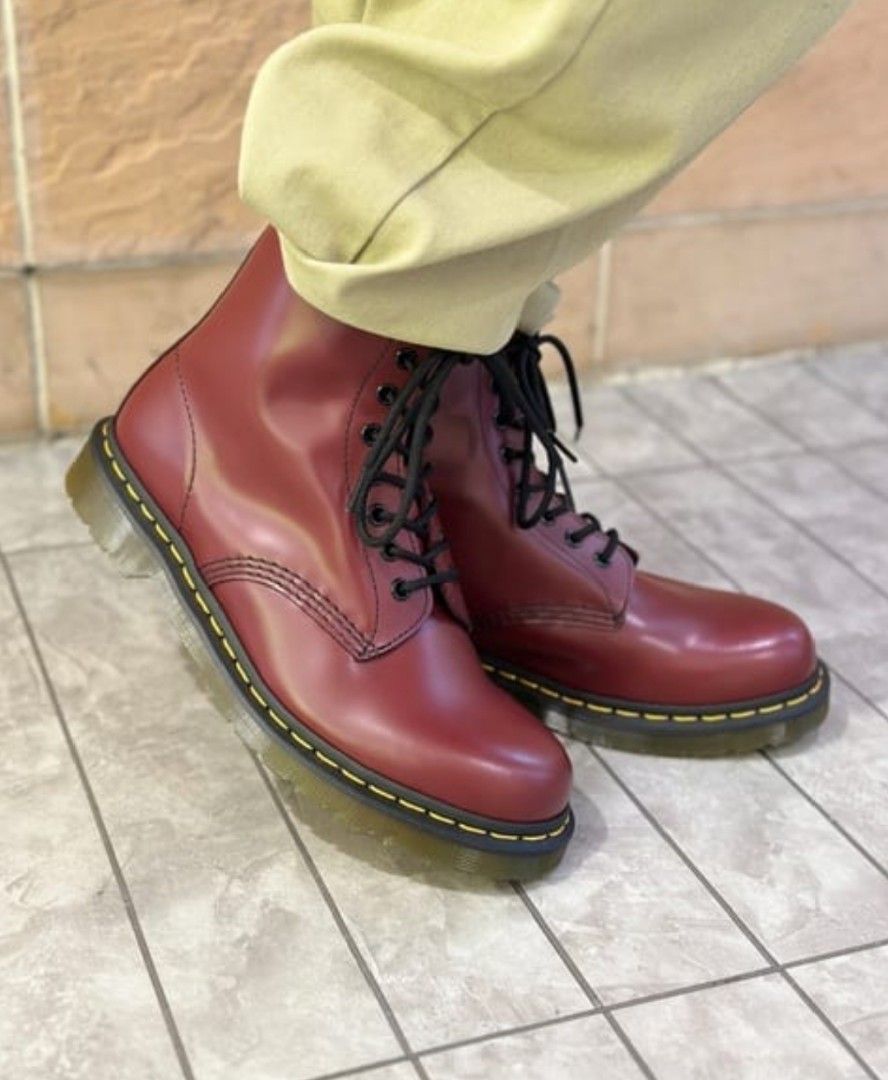 Dr. Martens Original 1460 Cherry Red Leather Lace up Boots 8 holes Made in Vietnam, Women's ...