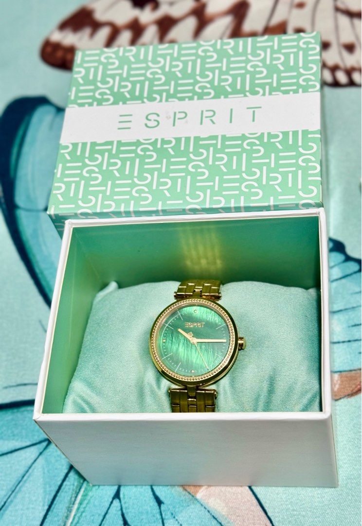 Original Esprit watch Classic Green/Yellow gold toned steel for women ...