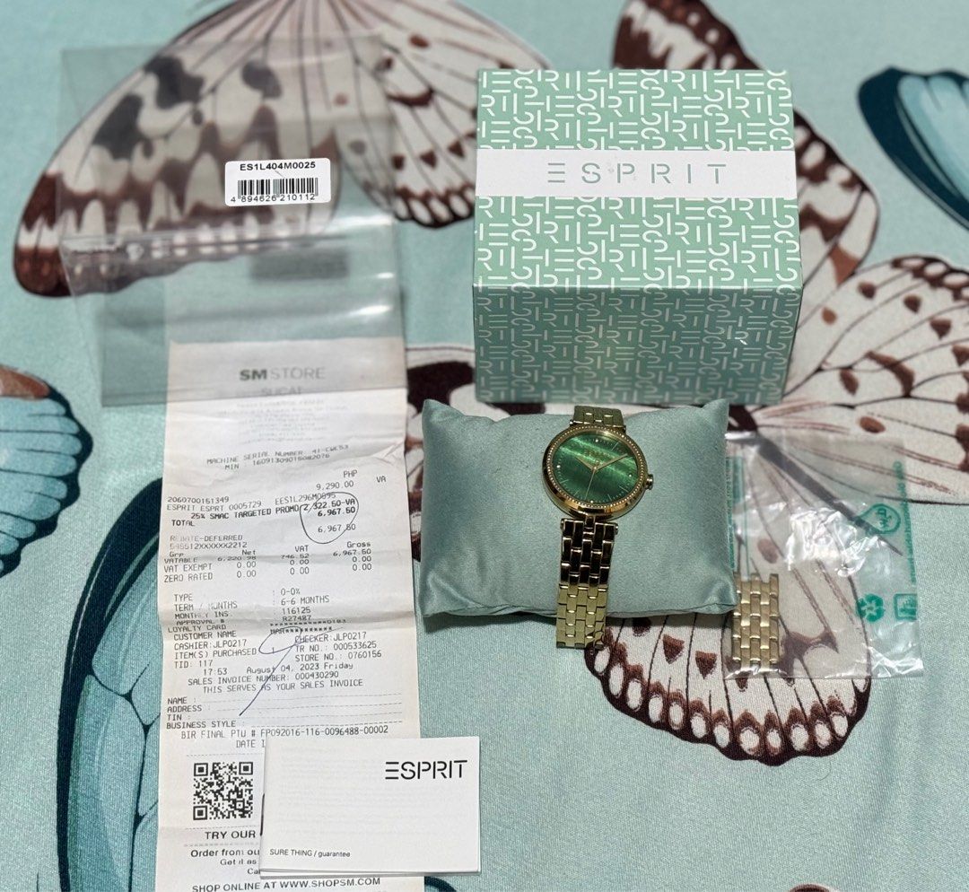 Original Esprit watch Classic Green/Yellow gold toned steel for women ...