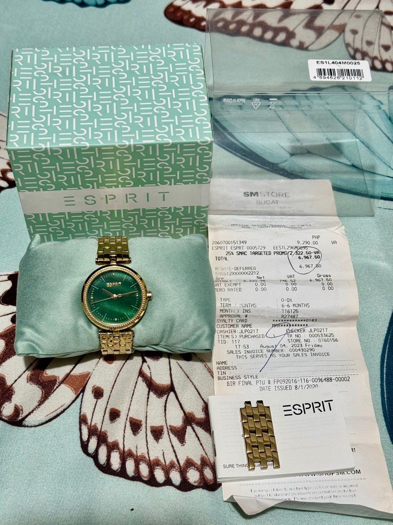 Original Esprit watch Classic Green/Yellow gold toned steel for women ...