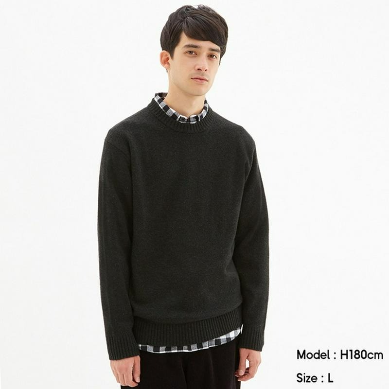GU MEN'S LAMB BLEND CREW NECK SWEATER, Men's Fashion, Coats, Jackets and Outerwear on Carousell