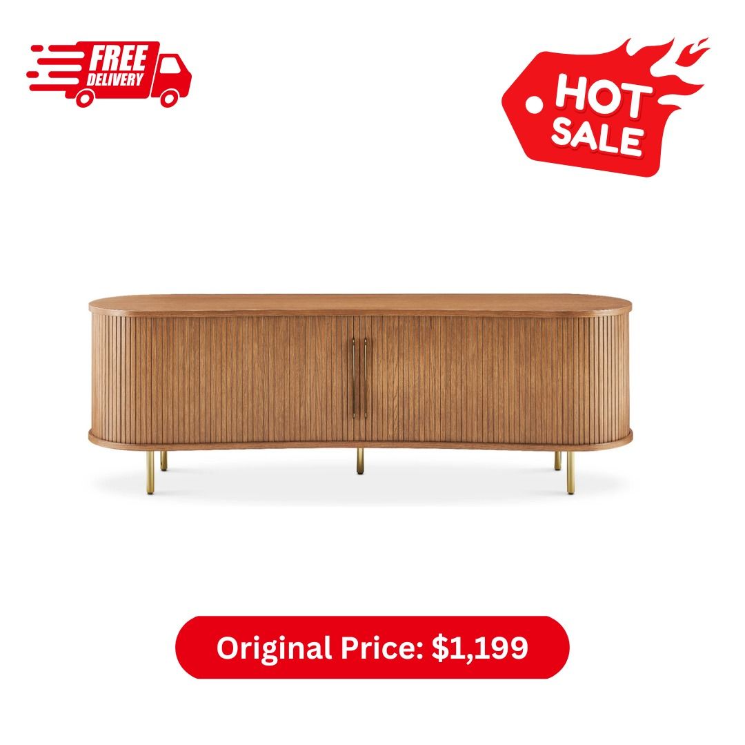 Harper Curved TV Console, Natural, Furniture & Home Living, Furniture ...