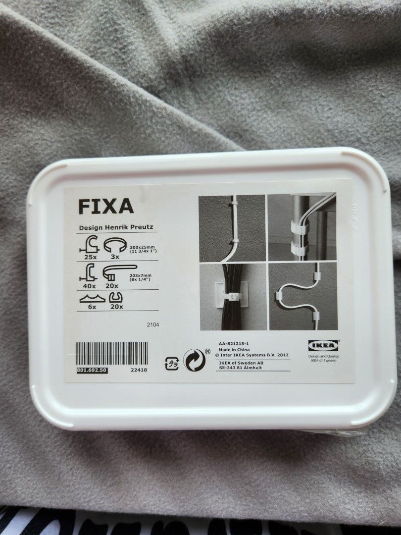 IKEA FIXA 114-piece cable management set with velcro, zipties, and ...