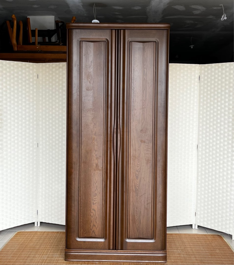 JAPAN SURPLUS SOLID WOOD 2 DOOR CLOSET WITH 3 DRAWER, SHELVES AND PULL ...