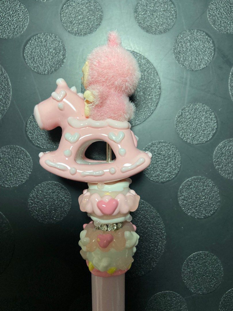 Free Postage. Labubu Pink Rocking Horse Velvet Fluffy Pen Black ink ...
