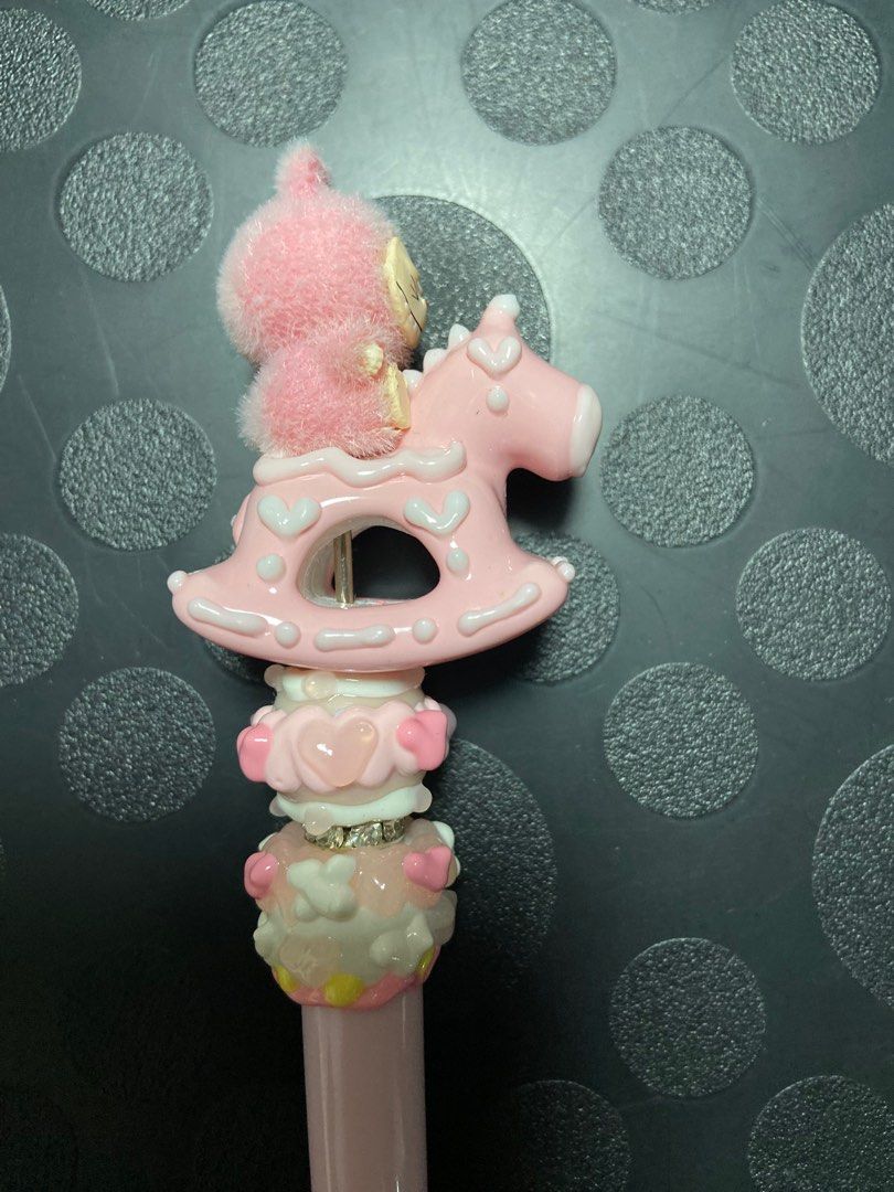 Free Postage. Labubu Pink Rocking Horse Velvet Fluffy Pen Black ink ...