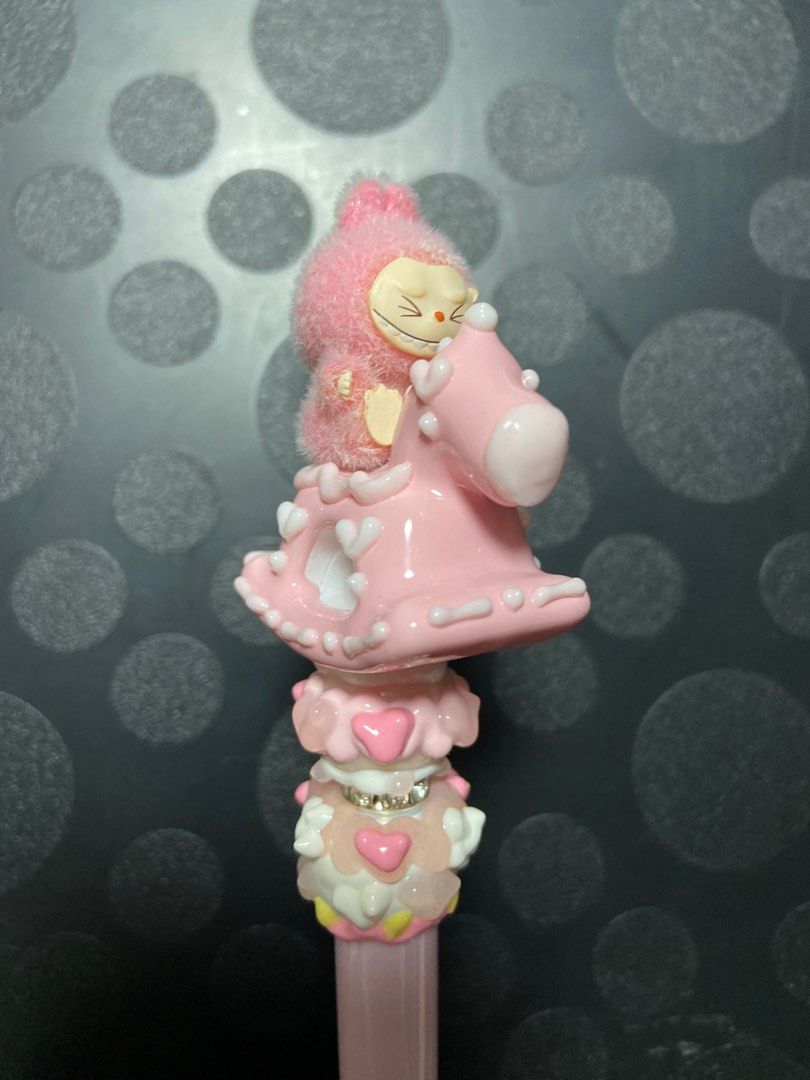 Free Postage. Labubu Pink Rocking Horse Velvet Fluffy Pen Black ink ...