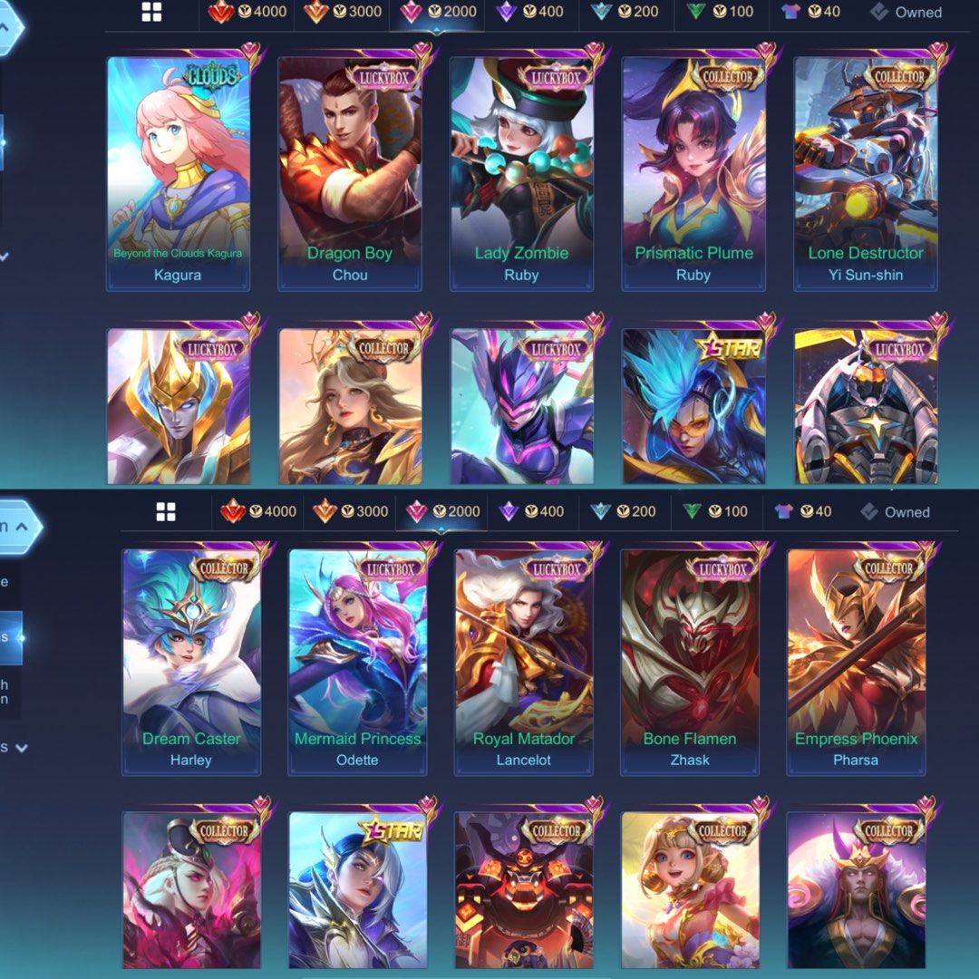 Mobile Legends stacked skin account (582 skins + Airplane border ...