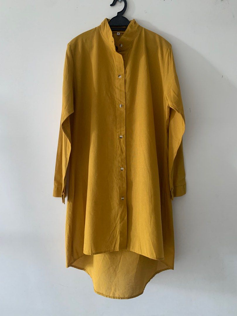 Mustard long top, Women's Fashion, Tops, Blouses on Carousell
