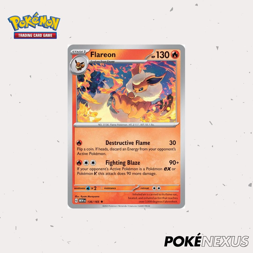 Pokemon Scarlet & Violet 151 - Flareon - 136/165 - Holo Rare, Hobbies ...