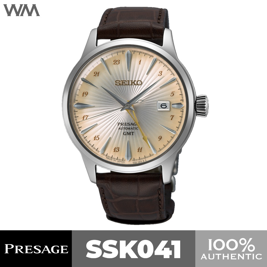 Seiko Presage Cocktail Time GMT Champagne Cream Beige Silver Dial ...