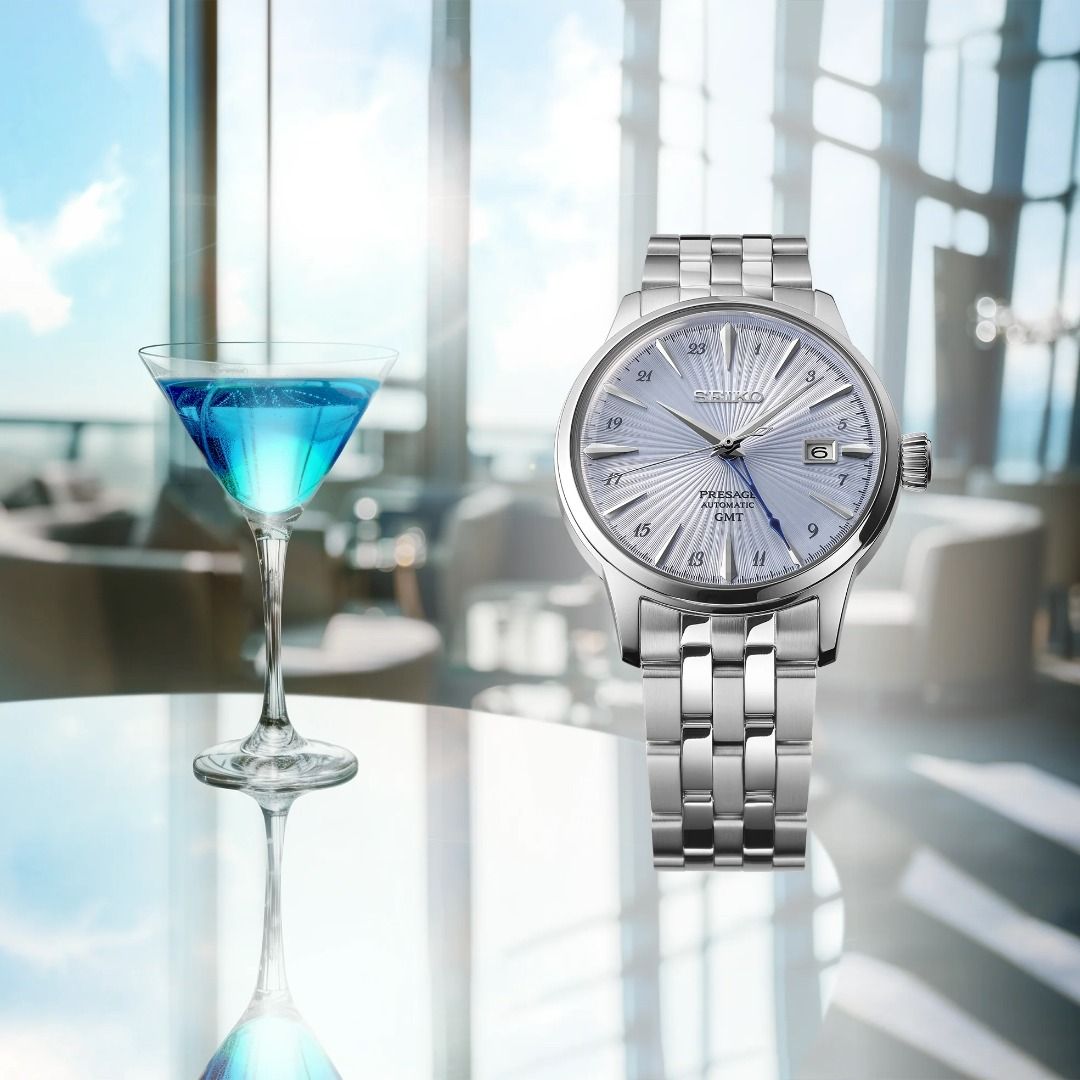 Seiko Presage Ice Blue Dial GMT Stainless Steel Automatic Watch SSK037 ...