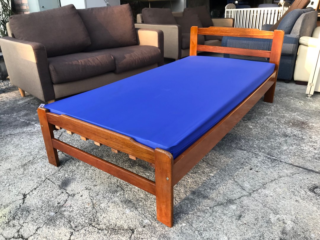 Set Katil Single Solid Wood + Tilam Latex (Used), Furniture & Home ...