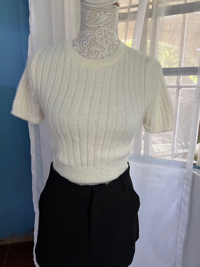 Zara white fuzzy top, Women's Fashion, Tops, Blouses on Carousell