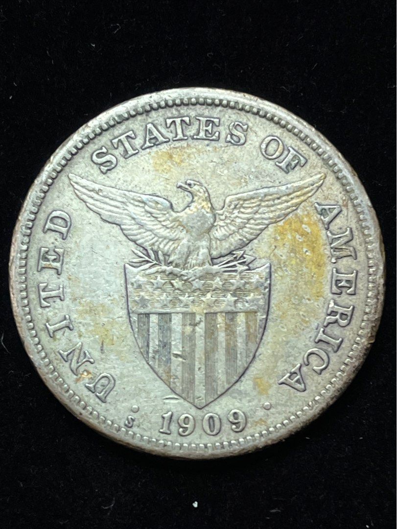 1909 One Peso Vintage Philippines US Sovereignty 75 percent Silver Coin ...