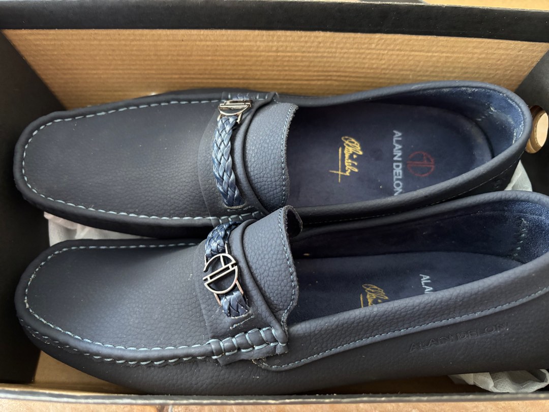 ALAIN DELON Leather Shoes (Navy Blue), Men's Fashion, Footwear, Casual ...