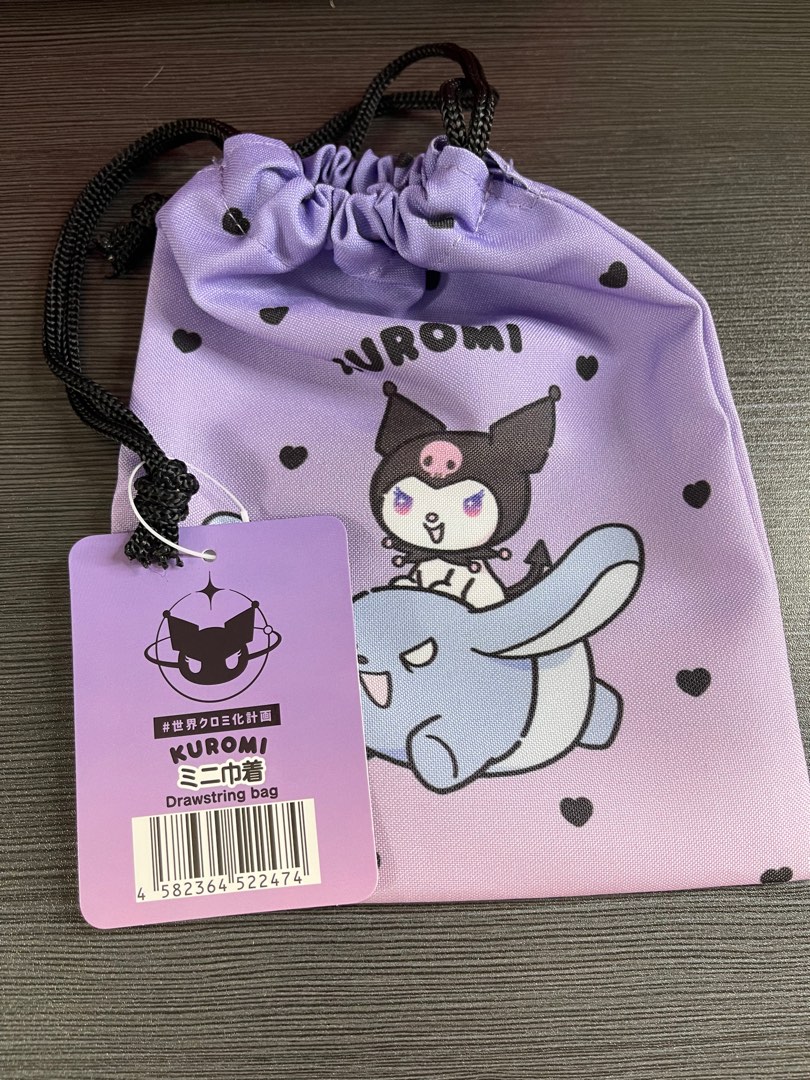 Authentic Sanrio Kuromi small drawstring pouch, Women's Fashion, Bags ...