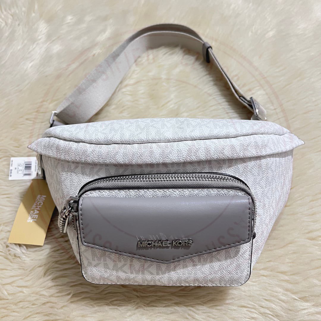 Cash or Layaway On-Hand Authentic MK Maisie Belt Bag in White Monogram ...