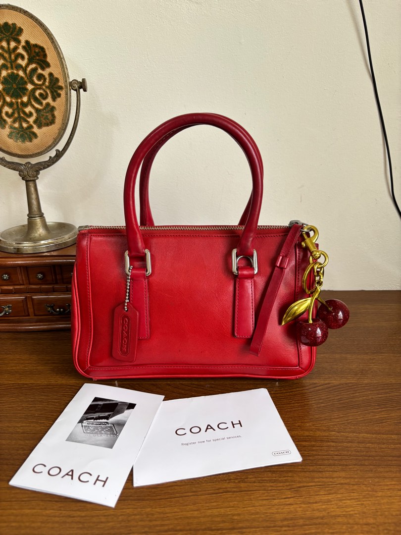 Coach Leather Red hand bag, Luxury, Bags & Wallets on Carousell