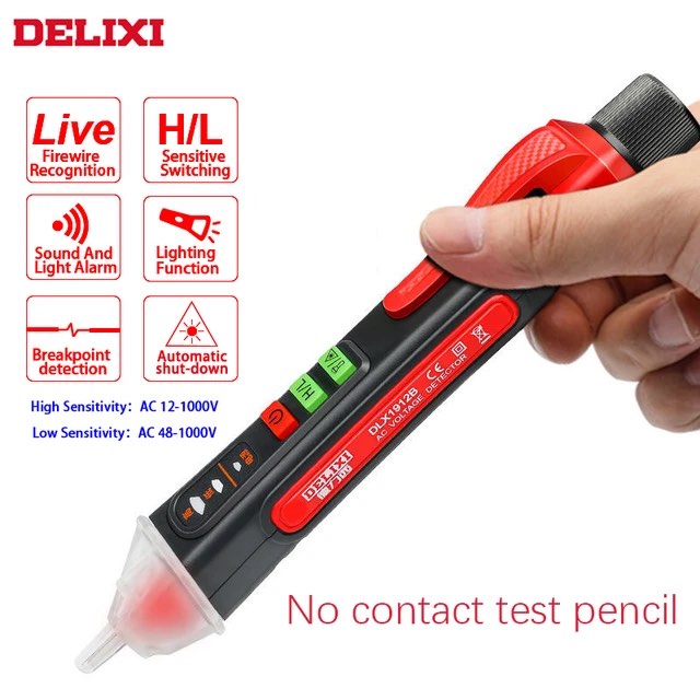 DELIXI Non Contact Voltage Tester 12-1000V AC-Voltage Detector Pen ...