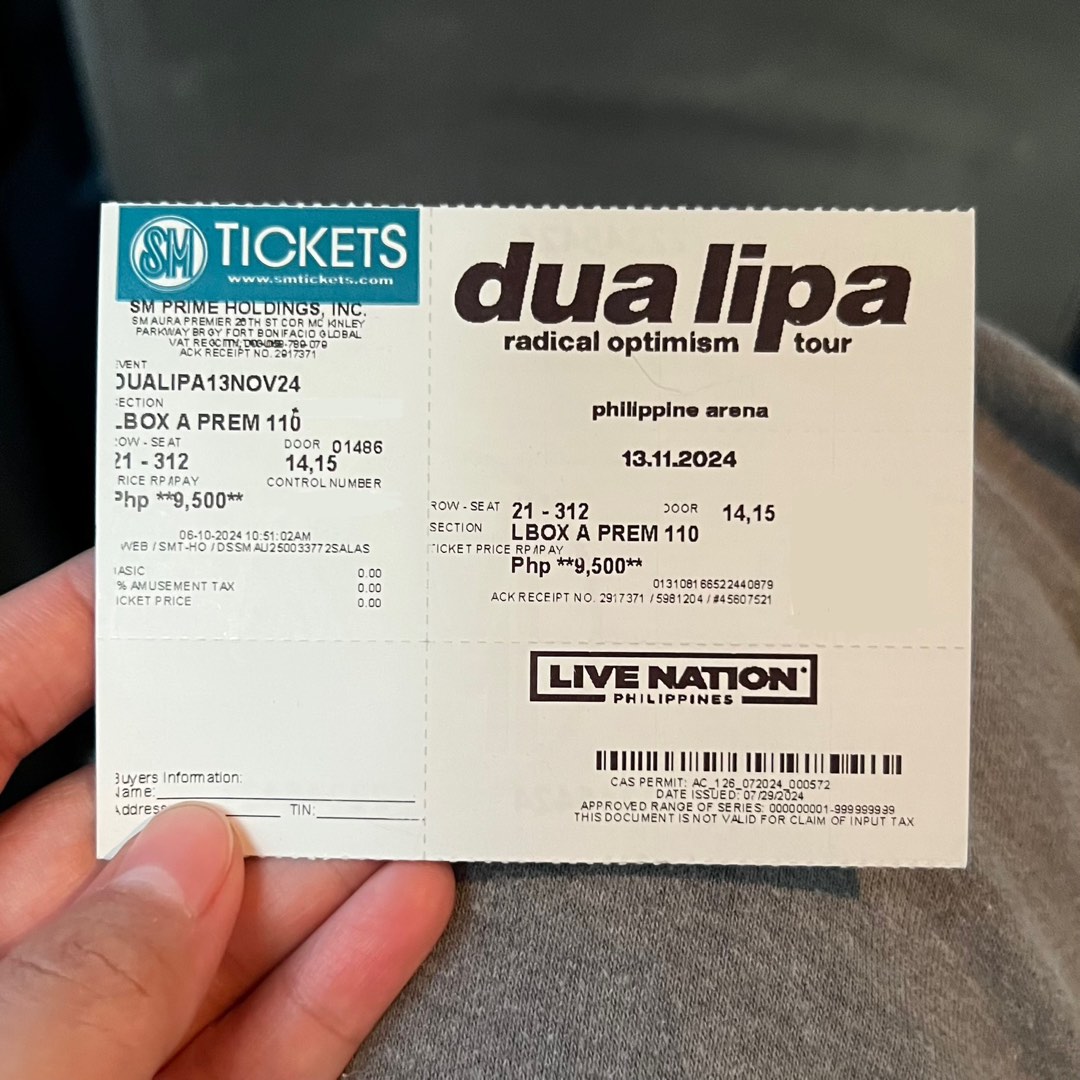 Dua Lipa - Radical Optimism Tour Manila (1 Ticket), Tickets & Vouchers, Event Tickets on Carousell