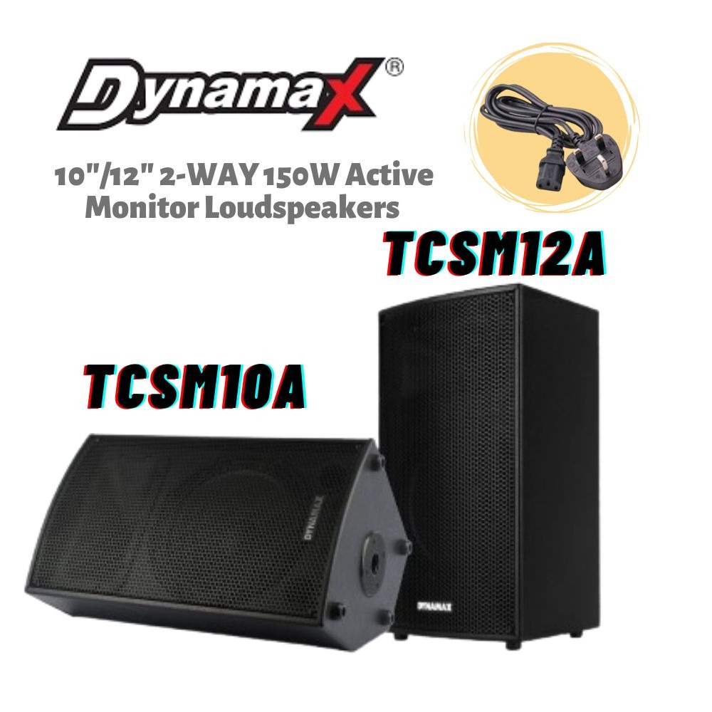 DYNAMAX TCSM10A 10"/ 12" 2-WAY 150W Active Monitor Loudspeakers - Each ...