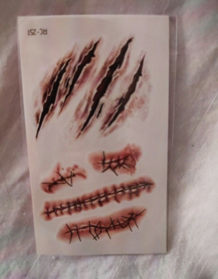 Halloween horror scar tattoo set fake temporary tattoo Halloween scar ...