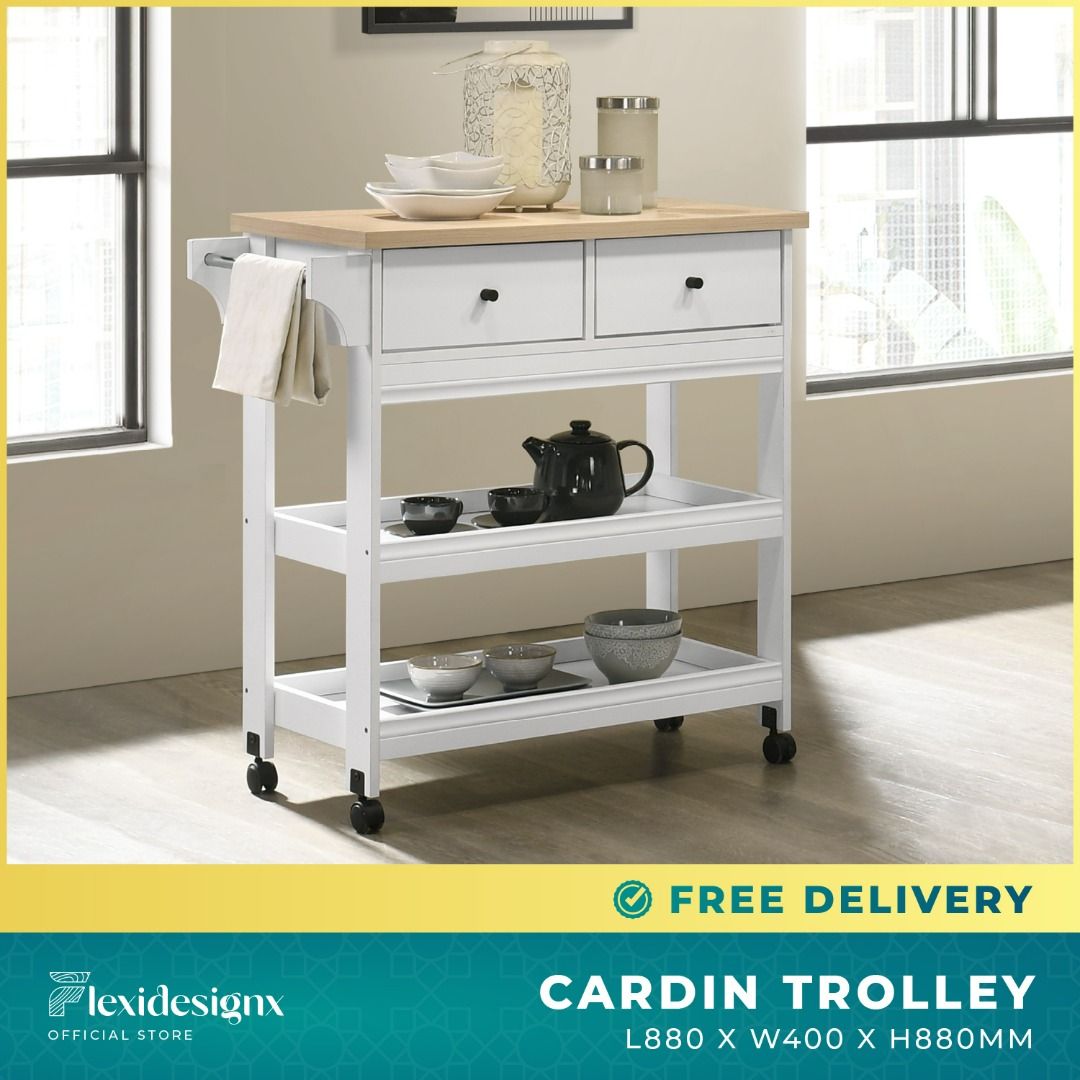 Kitchen Trolley Cart - Wine Trolley - Wooden Cabinet with Wheel ...