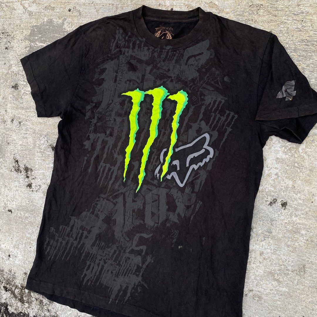 Monster Energy X Fox Tee Vintage Emo Y2K Grunge Tapout, Men's Fashion ...