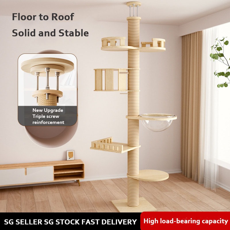 【NEW STOCK】Cat ceiling condo Tree/Cat Ceiling Scatcher pole/Roof Cat ...