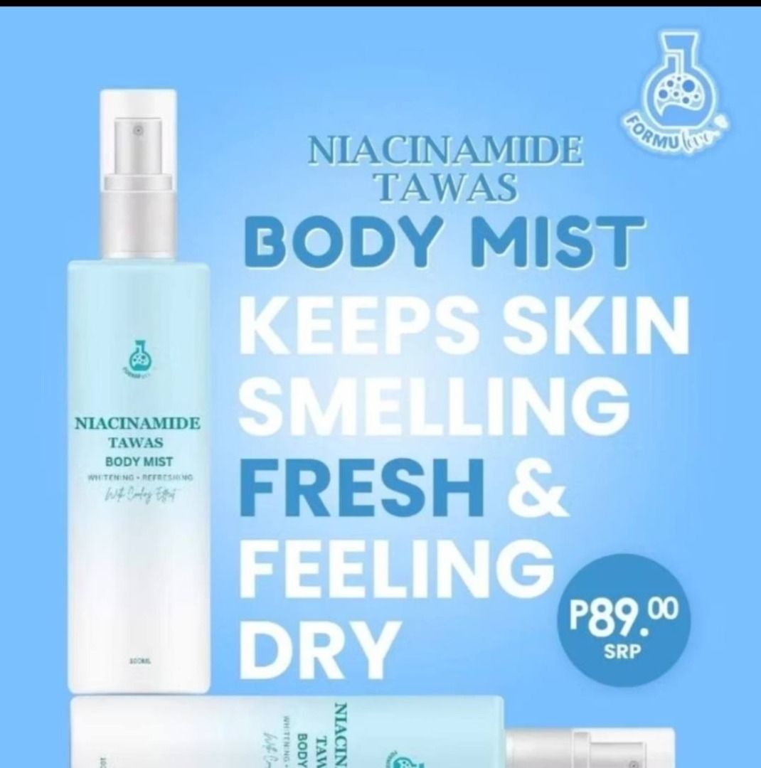 Niacinamide Tawas Body Deo Mist 100ml Whitening Refreshing and with Cooling Effect, Beauty ...