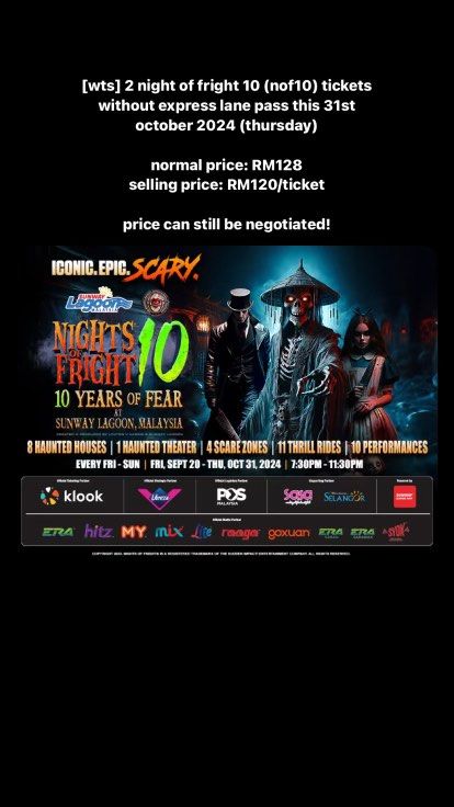 Night Of Fright 10, Tickets & Vouchers, Event Tickets on Carousell